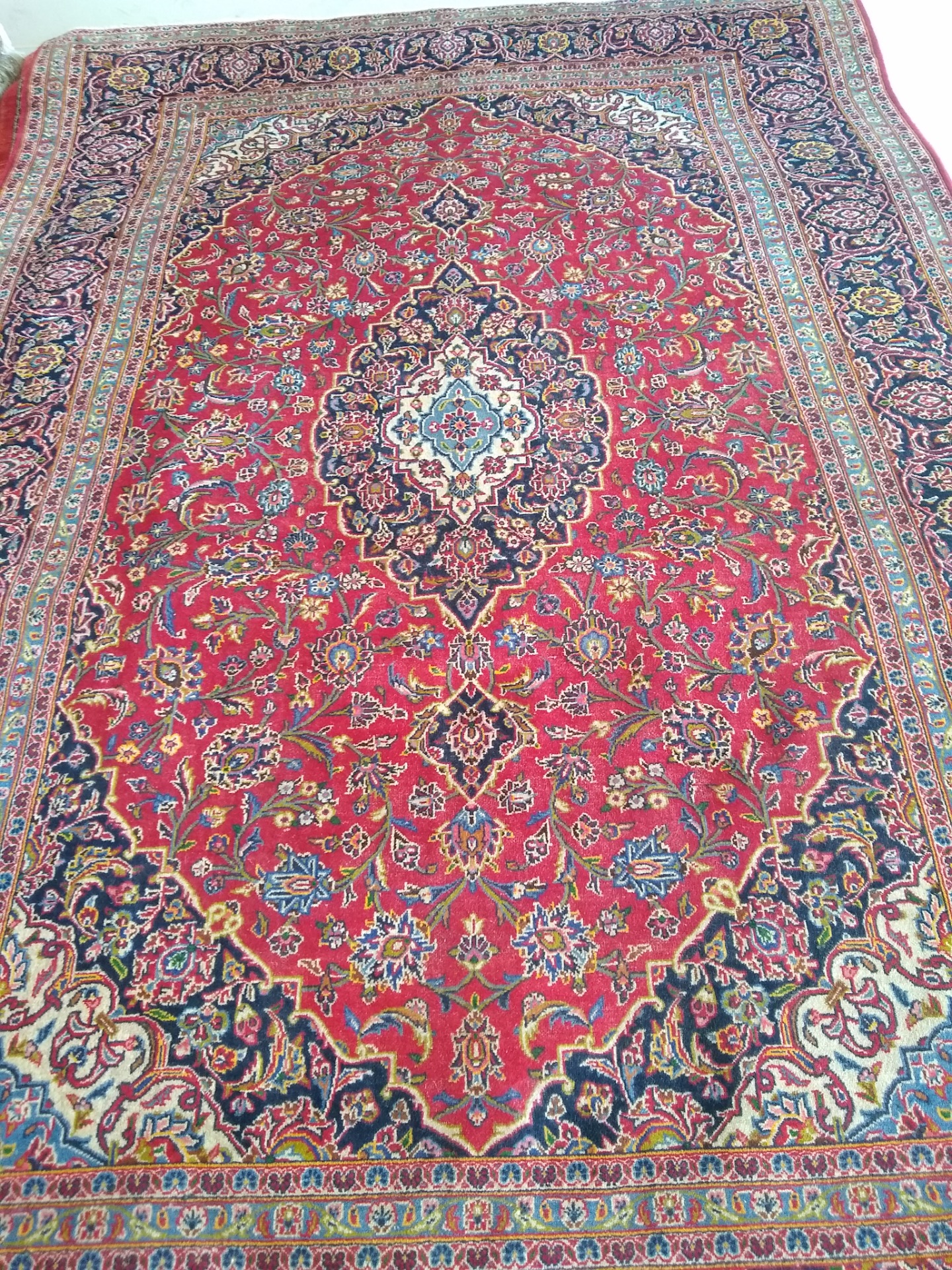 Tapete Persa Kashan - 3,62m × 2,46m Handmade.